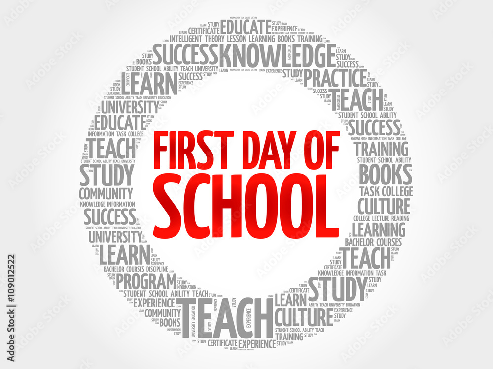 First day of school word cloud, education concept Stock Vector | Adobe ...