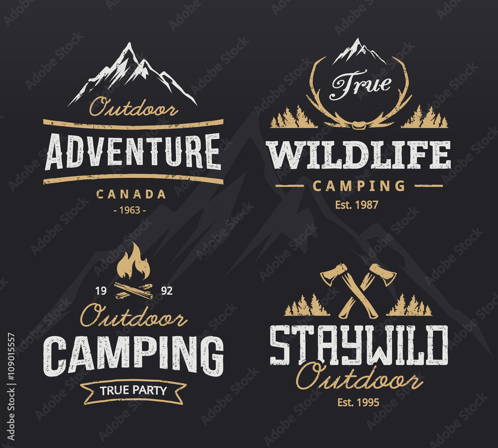 Outdoor Retro Emblems Stock Vector | Adobe Stock