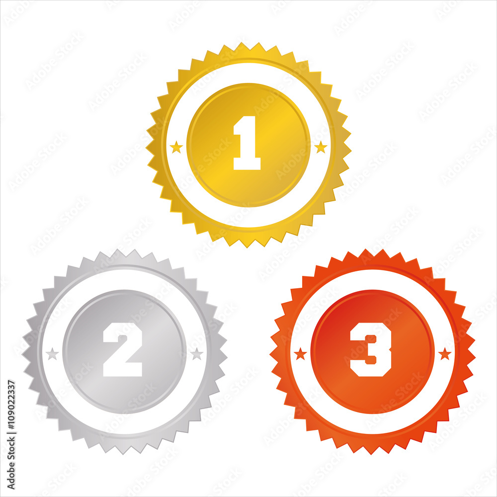 gold silver bronze badges ,reward ,emblem ,logo Stock Vector | Adobe Stock