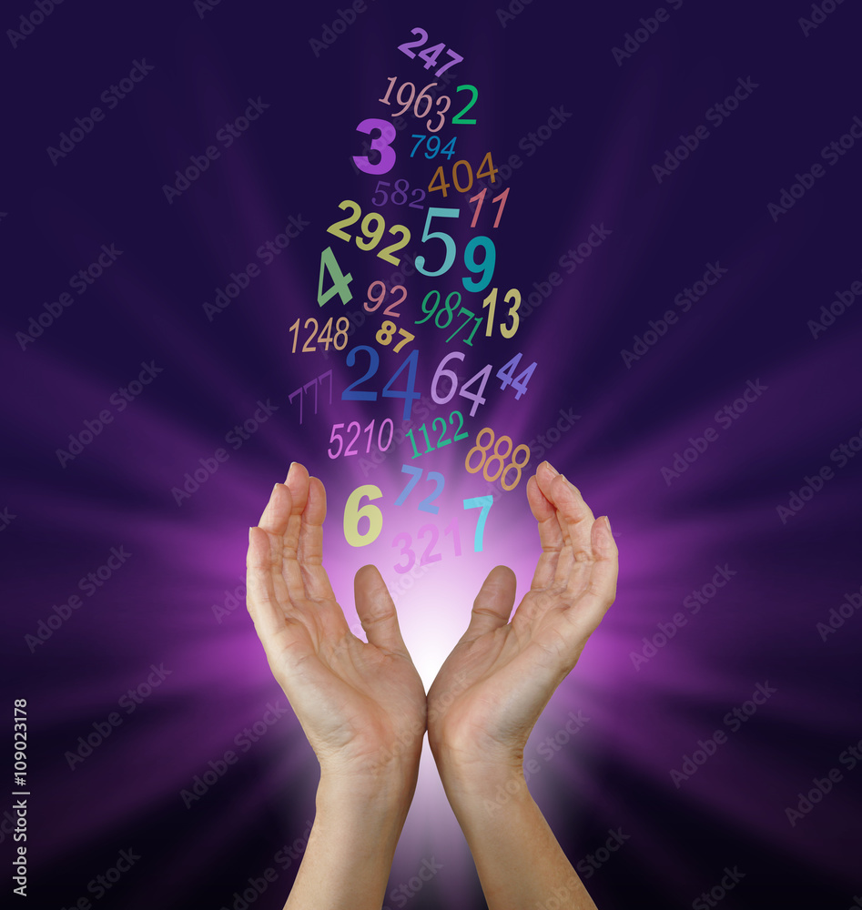 Seeking Guidance from the Numbers - Female cupped hands reaching up ...