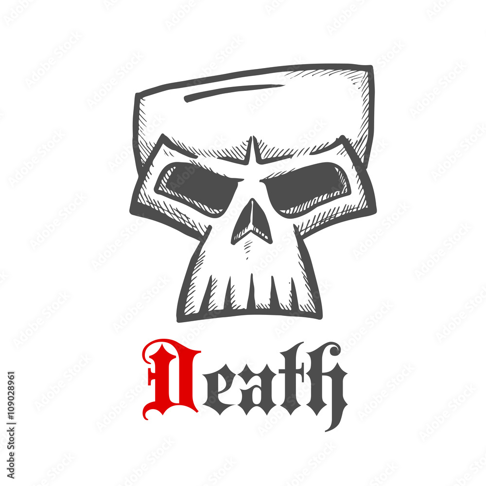 Sullen skull sketch symbol for tattoo design Stock Vector | Adobe Stock