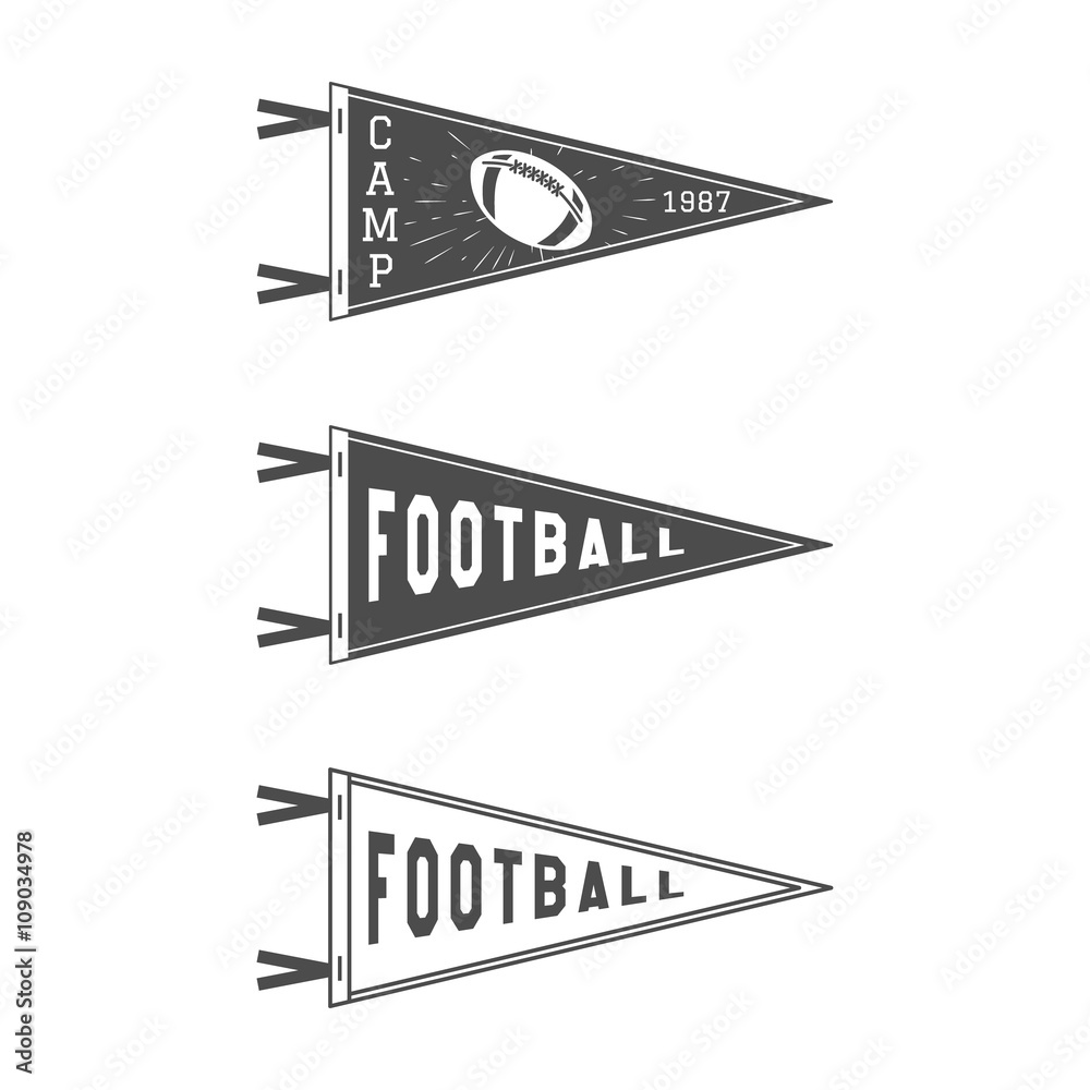 College Football Pennant Flags Set. Vector Football pendant Icons ...
