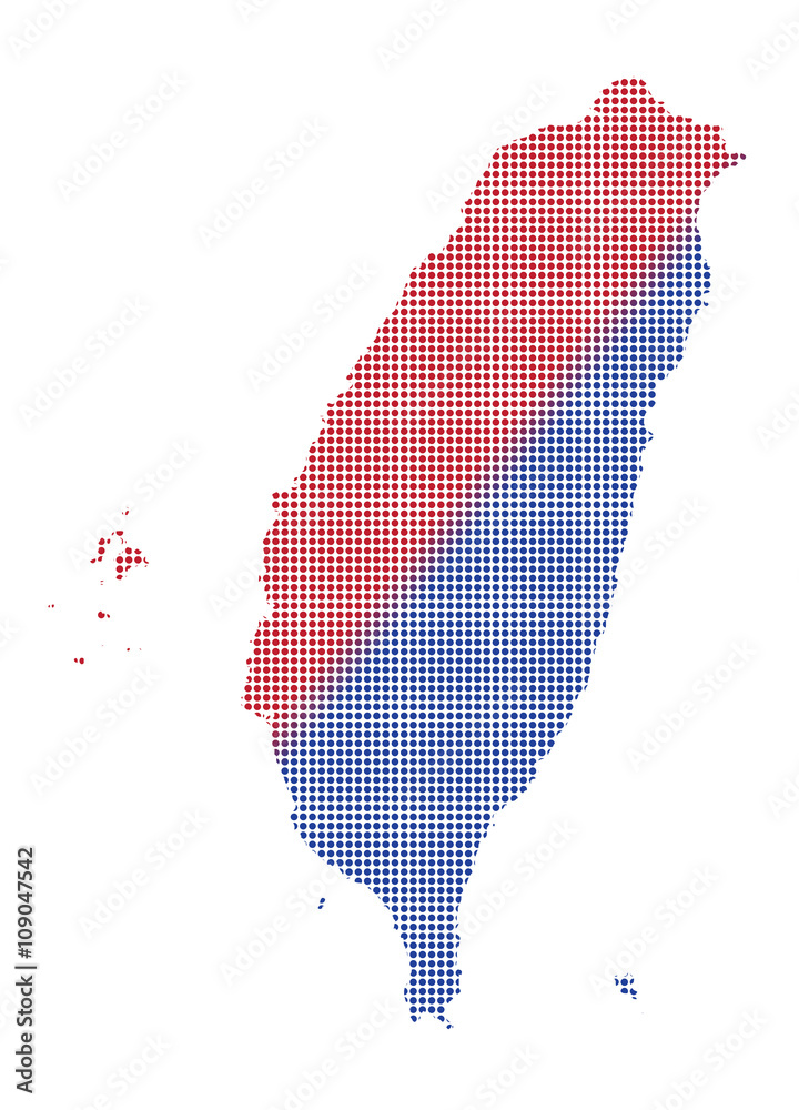 Taiwan Dot Map Red And Blue Stock Vector | Adobe Stock