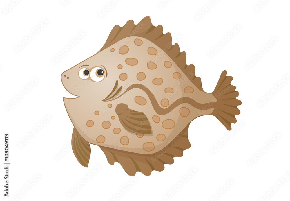cartoon flatfish illustration Stock Vector | Adobe Stock