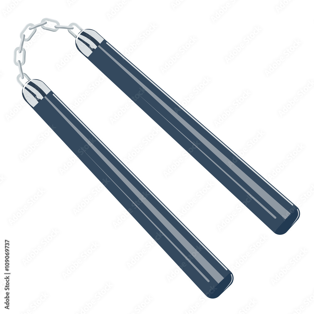 ninja nunchaku vector illustration isolated on white background Stock ...