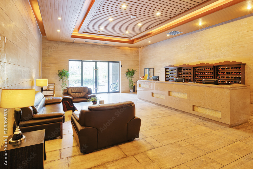reception desk and lobby in modern gym Stock Photo | Adobe Stock