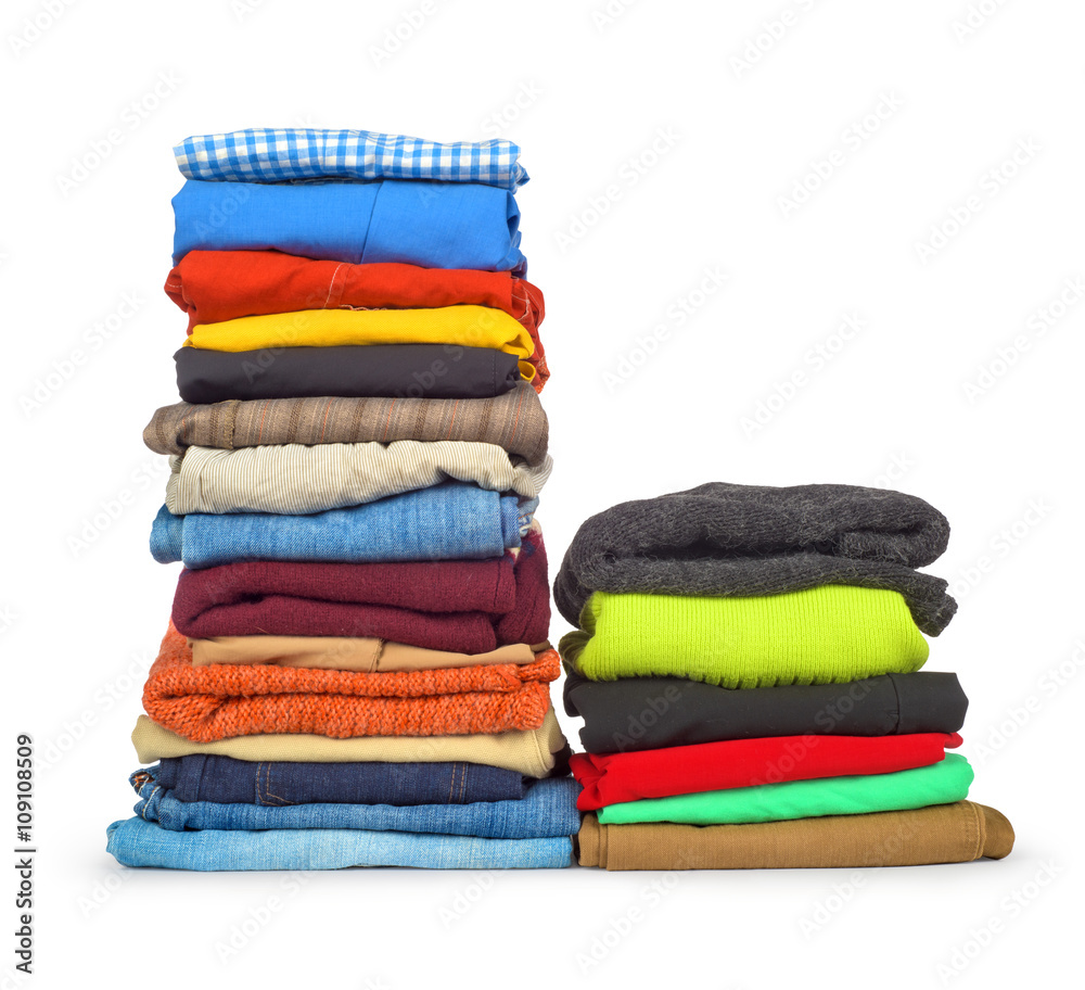 Stack of clothing isolated on white Stock Photo | Adobe Stock