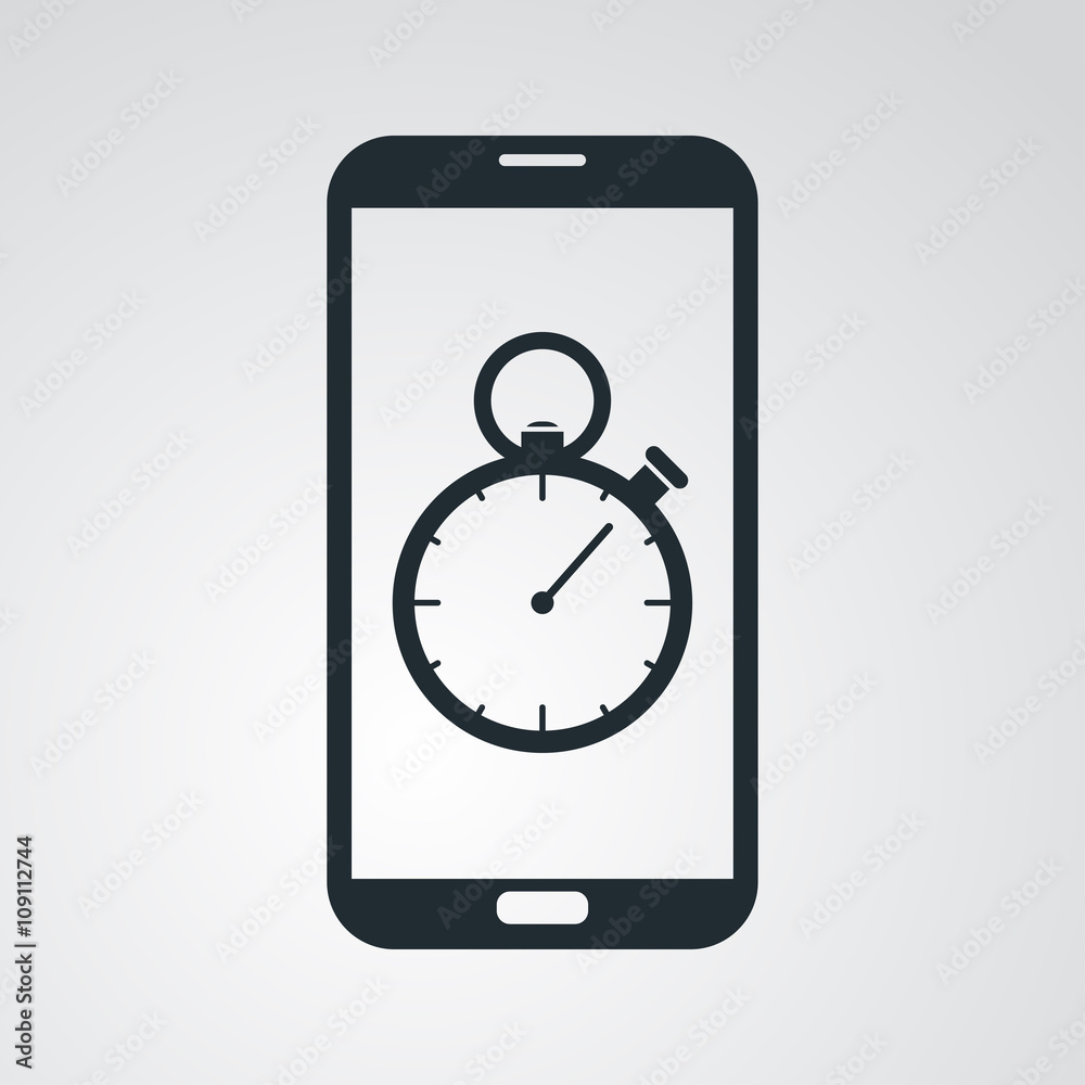 Icono plano smartphone con cronometro en fondo degradado Stock Vector ...