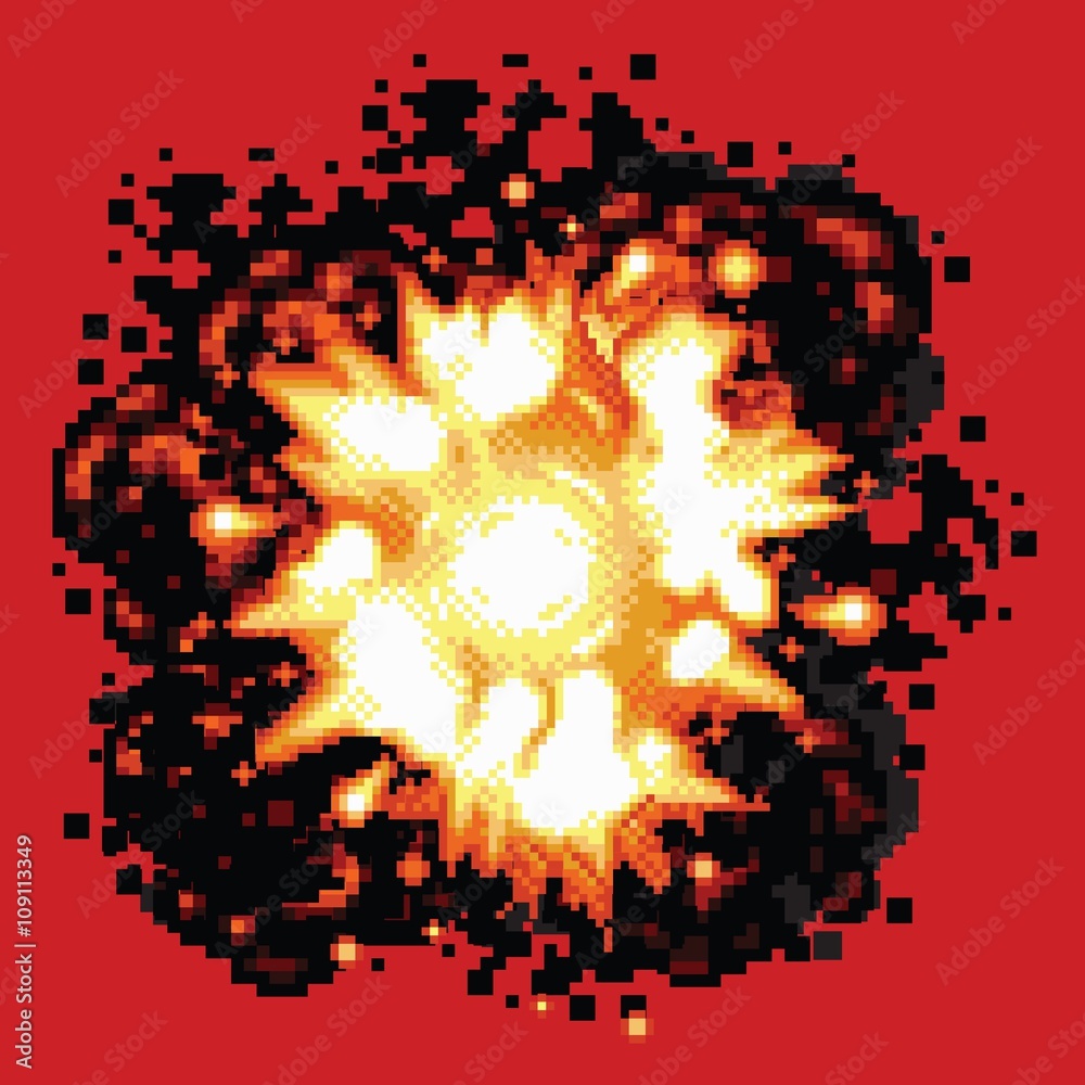 pixel art retro explosion Stock Vector | Adobe Stock