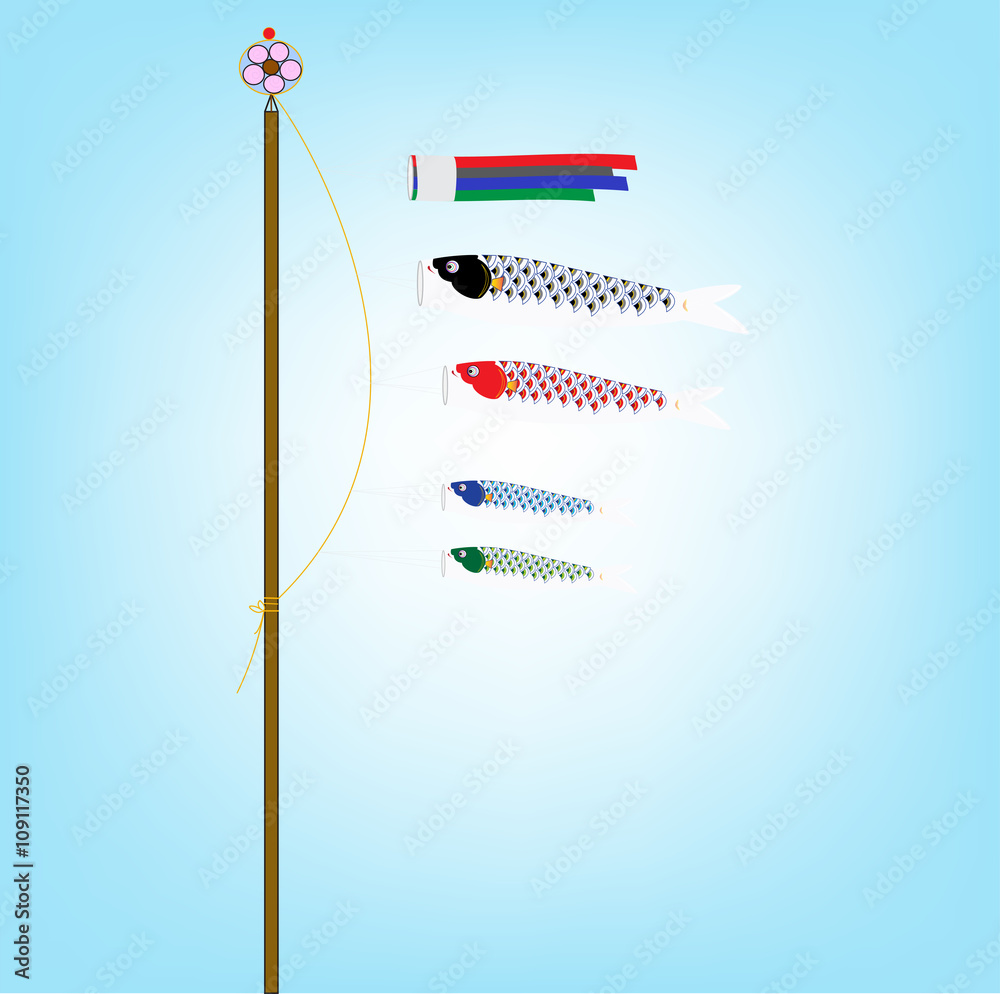 Koi Flag flying in Children's day in japan, Vector Illustration. Stock ...