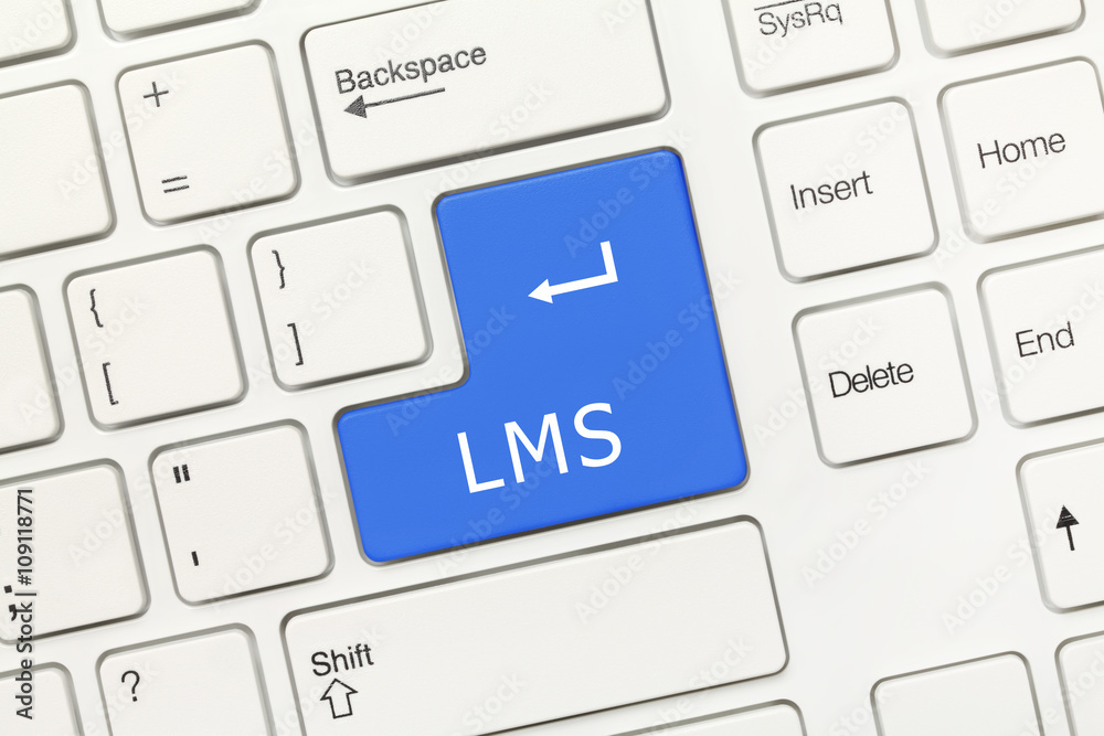 White conceptual keyboard - LMS (blue key) Stock Photo | Adobe Stock