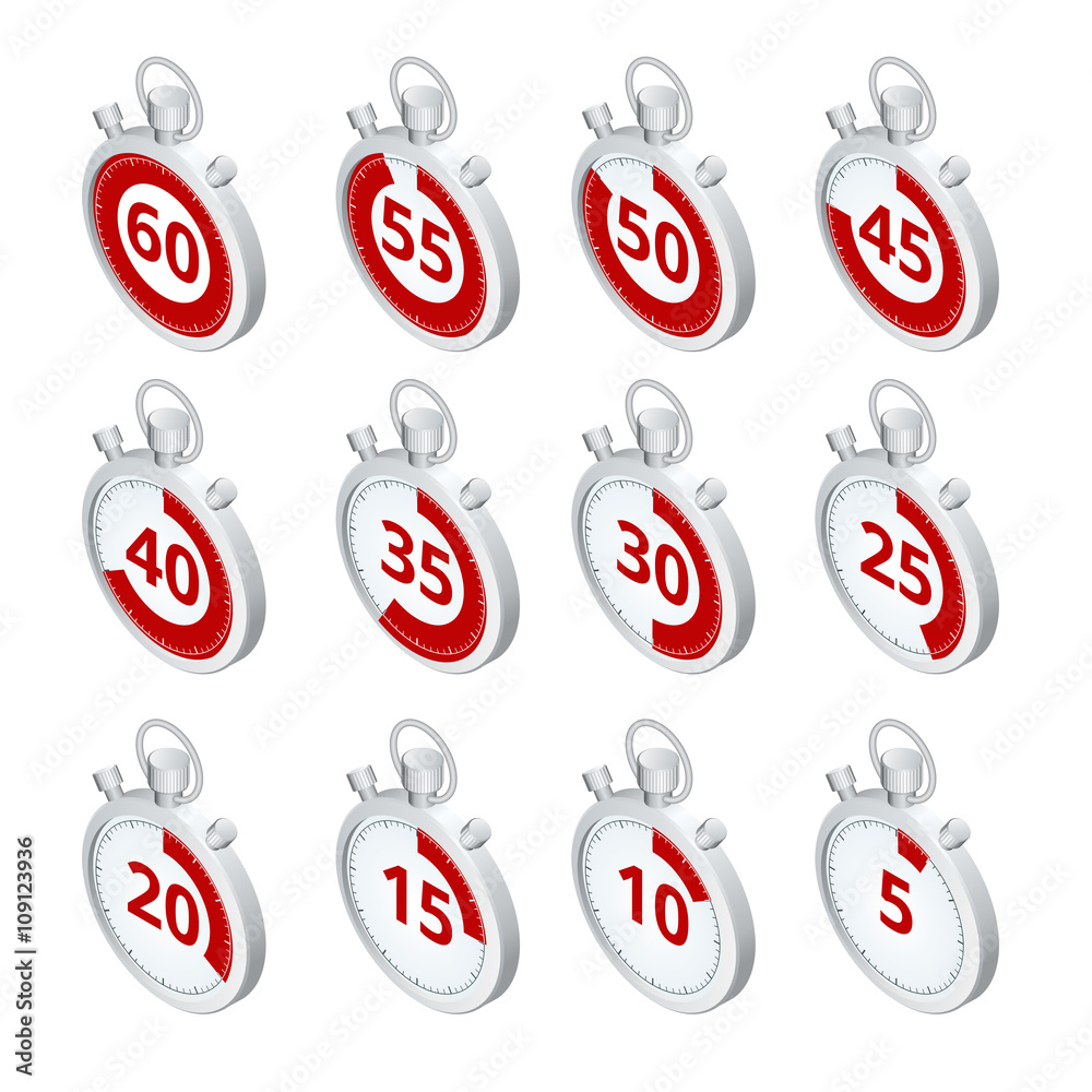 Vettoriale Stock Stopwatch. Set of timers. Time to work. Time is ...