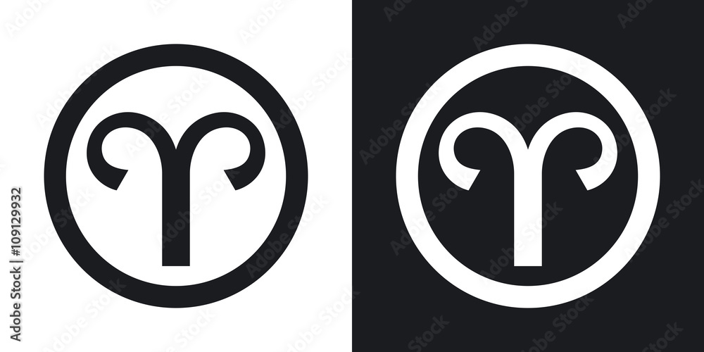Zodiac sign Aries. Two-tone version on black and white backgroun Stock ...