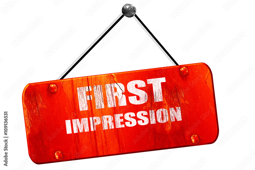 first impression, 3D rendering, vintage old red sign Stock Illustration ...