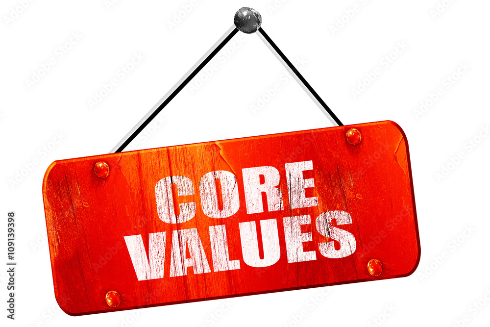 core values, 3D rendering, vintage old red sign Stock Illustration ...