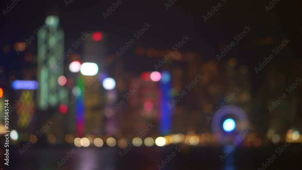 Vidéo Stock Blur background view of World famous skyline Hong Kong ...