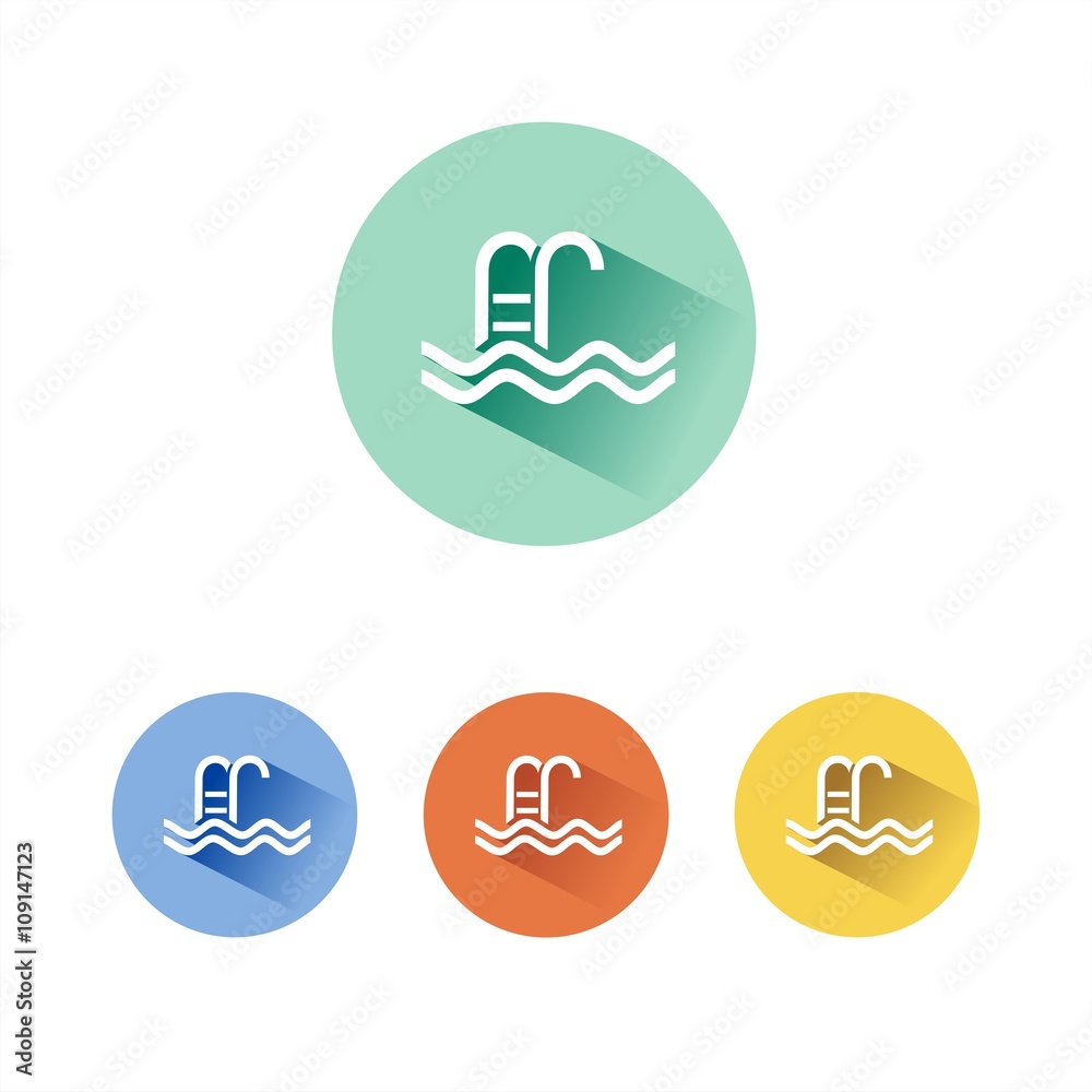 Icono de piscina sobre fondos de colores. ilustración vectorial Stock ...