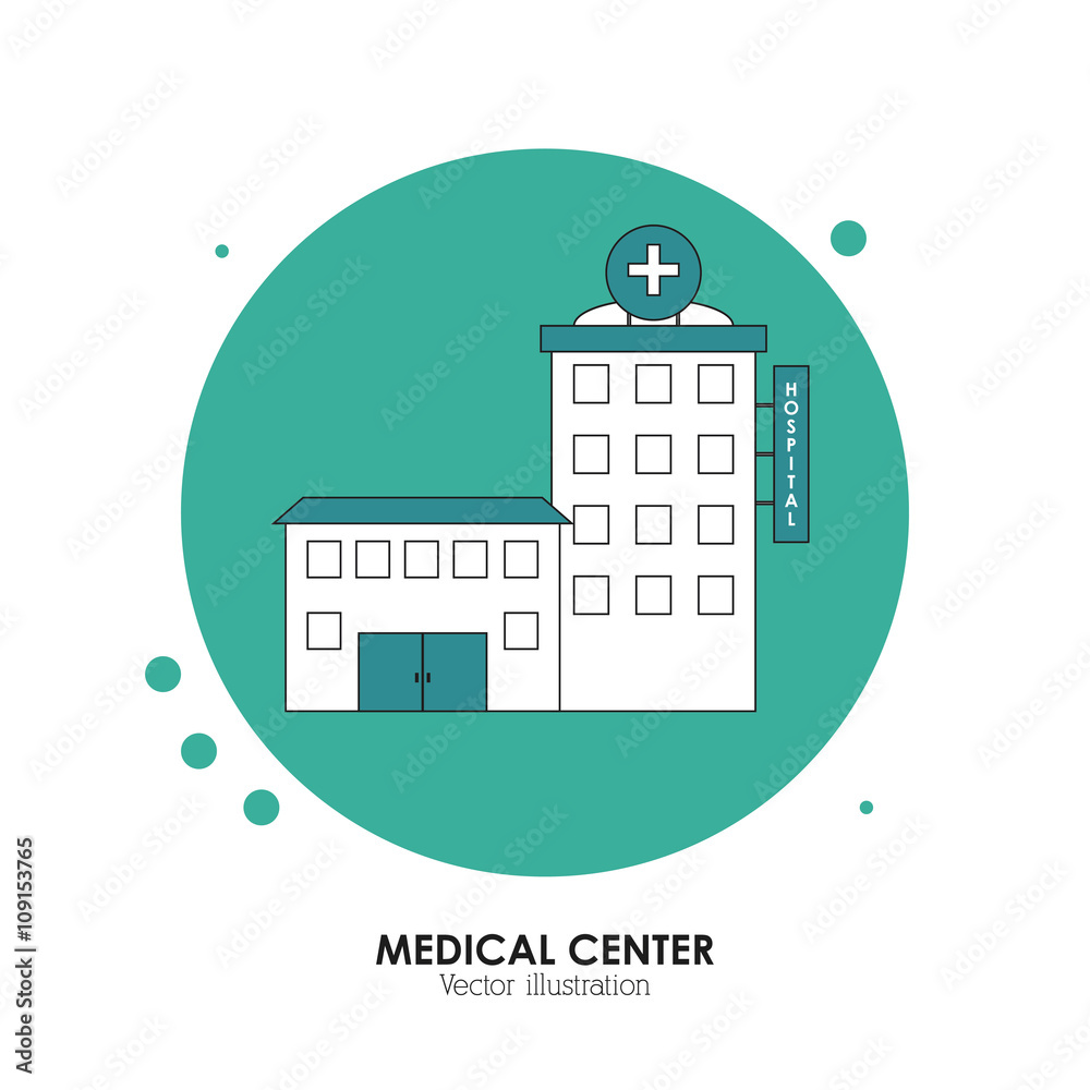 Medical center design. Hospital illustration. white background Stock ...