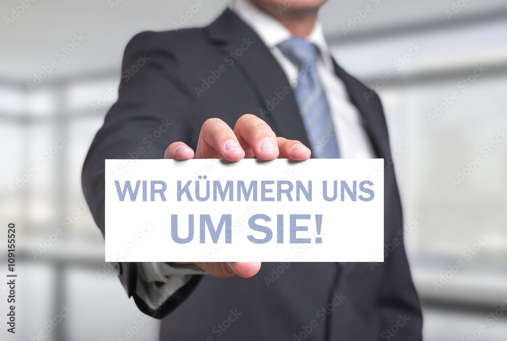 Wir kümmern uns um Sie! Kundenbetreuung und Kundenzufriedenheit Stock ...