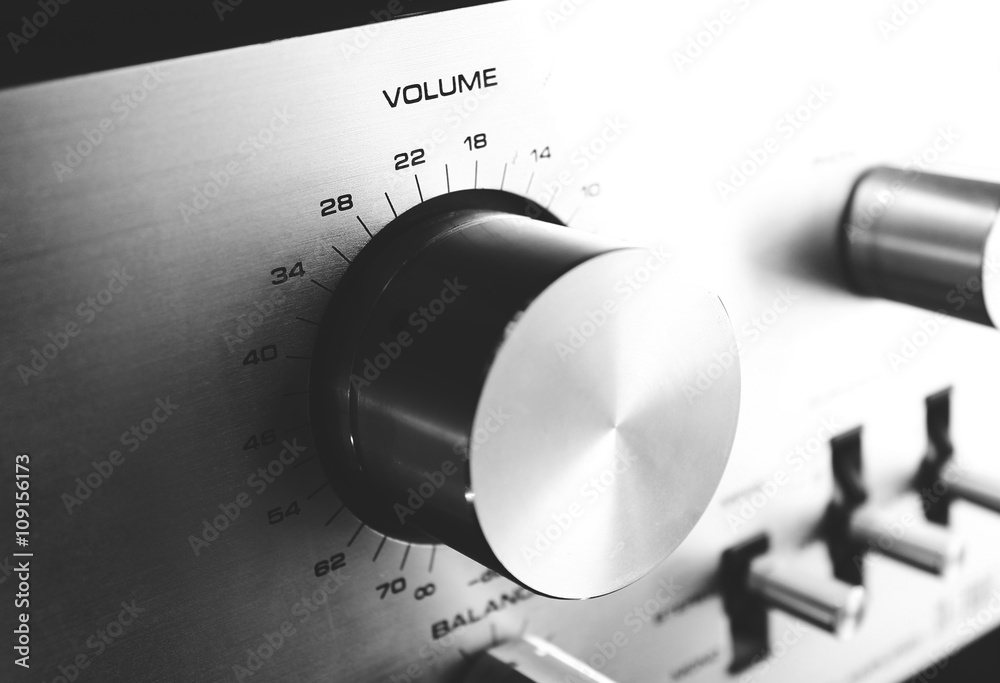 volume control knob of vintage hi-fi amplifier Stock Photo | Adobe Stock
