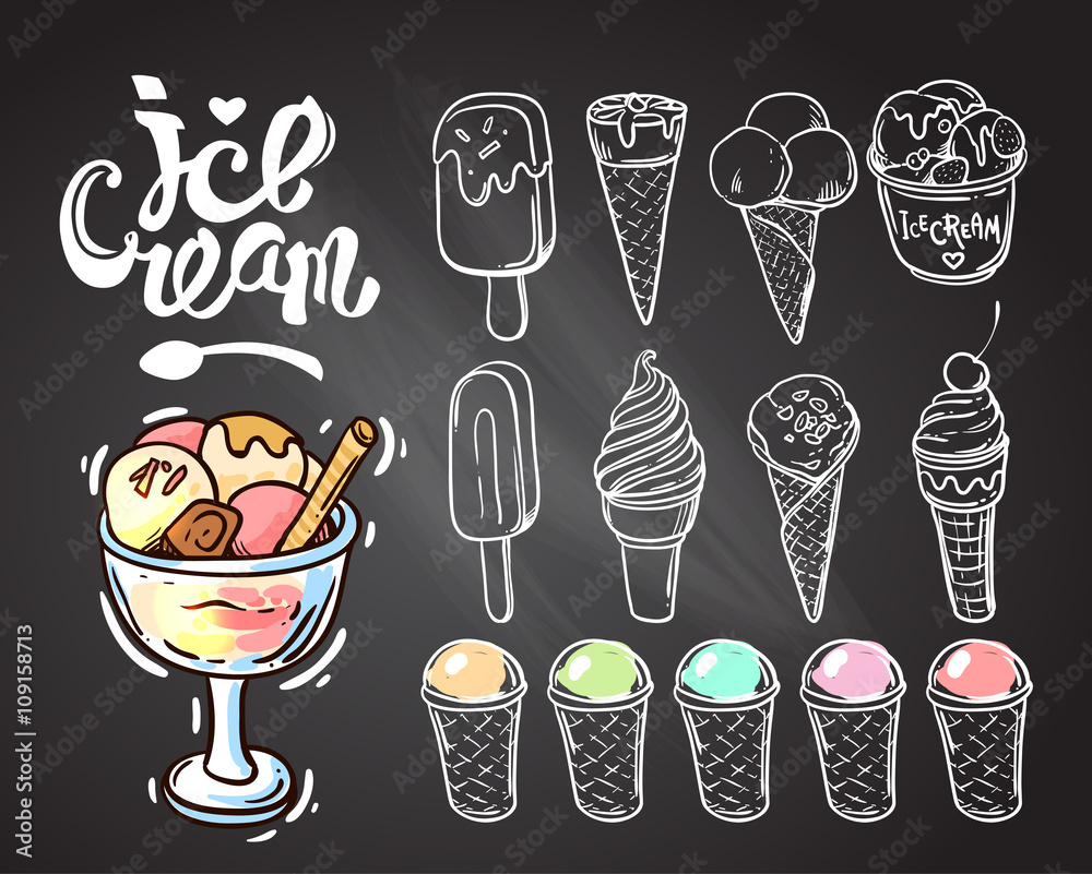 hand drawn ice cream Stock Vector | Adobe Stock