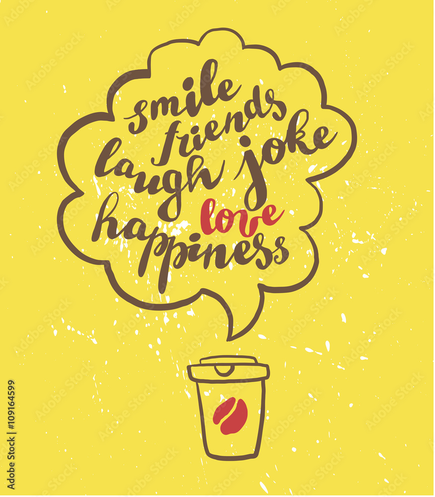 Coffee cup. Hand written font. Lettering. Text message. Stock Vector ...