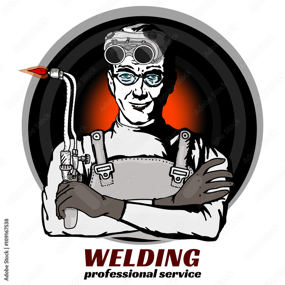 Professional welder sticker circle pop art vector illustration Stock ...
