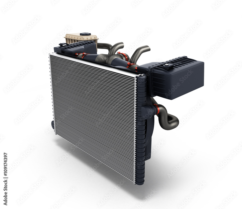 car radiator isolated on white background 3d render Stock Illustration ...