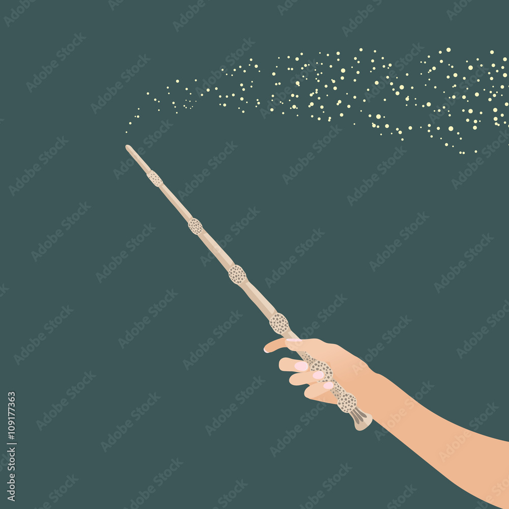 hand with magic wand for witches and wizards / vintage magic stick for ...