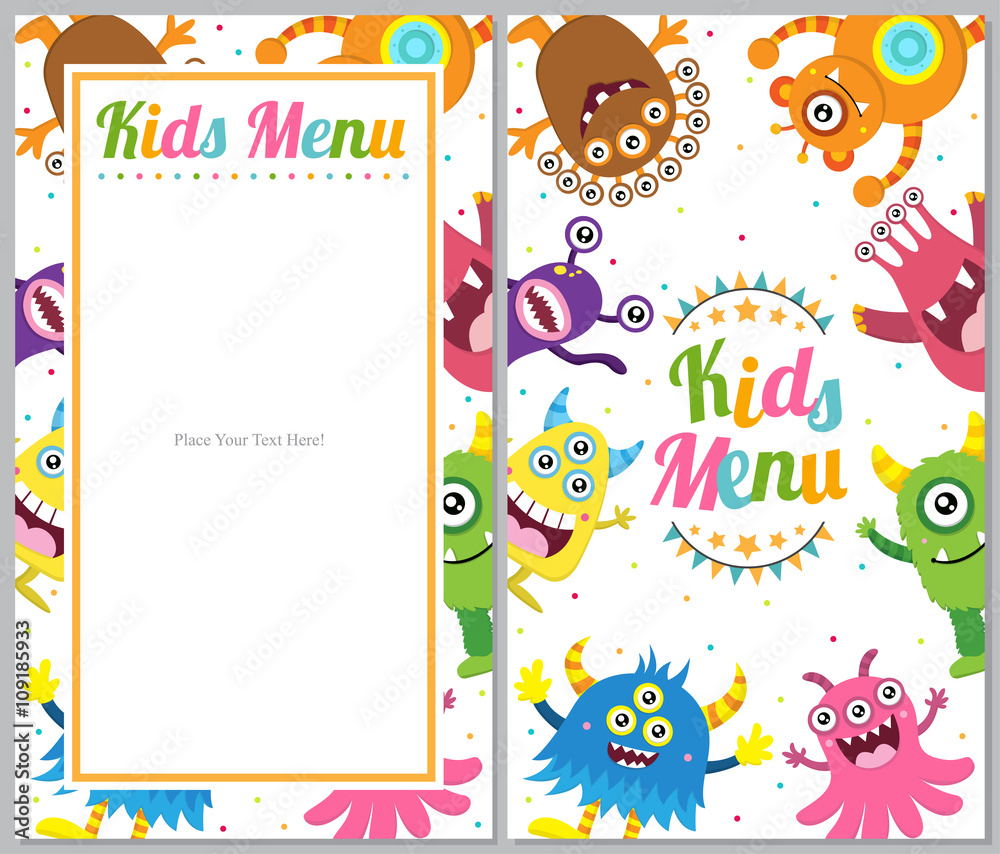 Monster Kids Menu Stock Vector | Adobe Stock