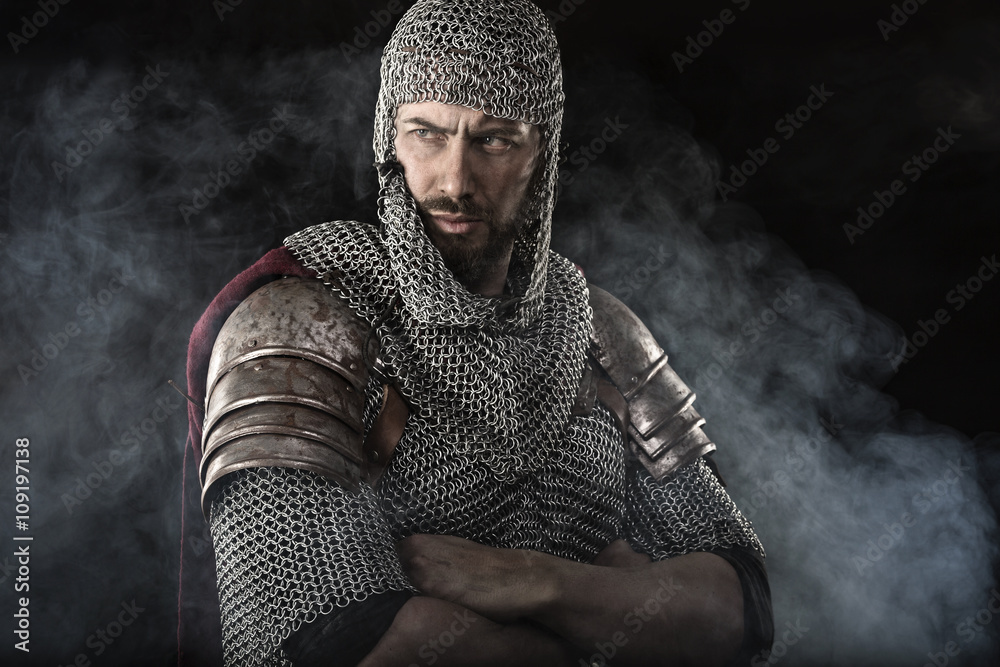 Medieval Warrior with chain mail armour Stock Photo | Adobe Stock
