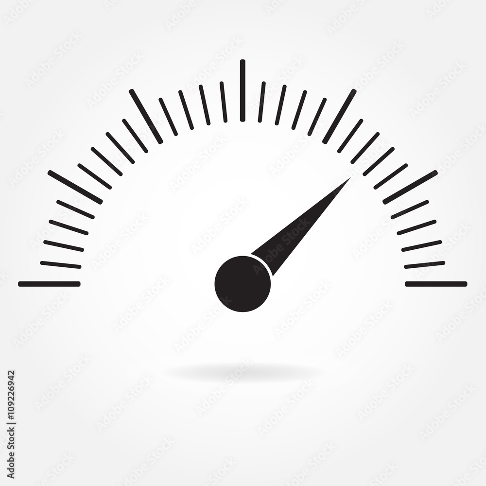 Speedometer icon or sign with arrow. Infographic gauge element. Vector ...