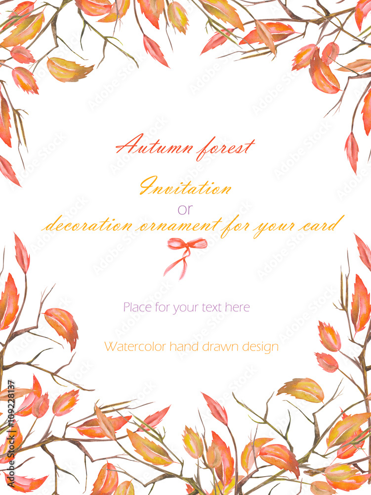 Background, template postcard with a floral ornament of the watercolor ...