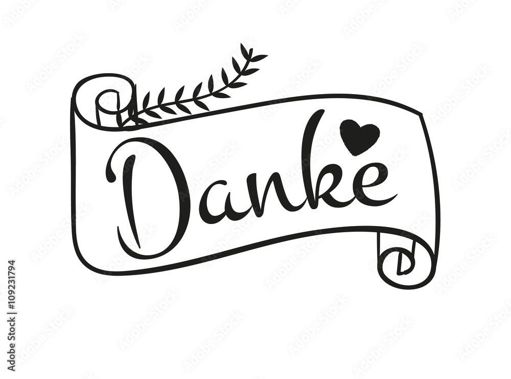 Danke Banner mit Herz Vektor isoliert Stock Vector | Adobe Stock