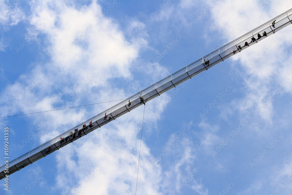 The pedestrian suspension bridge called Highline 179 in Reutte, Austria ...