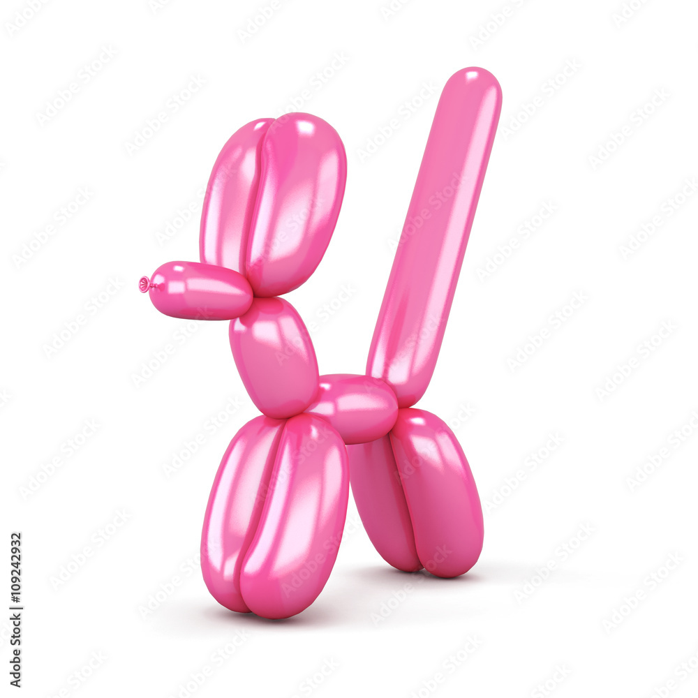 Pink balloon dog isolated on white background. Animal balloon. Balloon ...