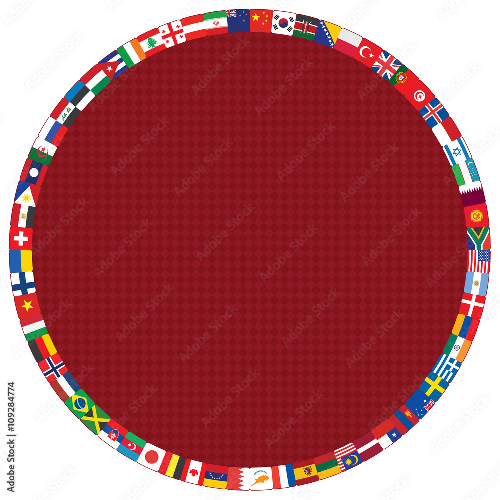 dark red diamond pattern with round flags frame Stock Vector | Adobe Stock