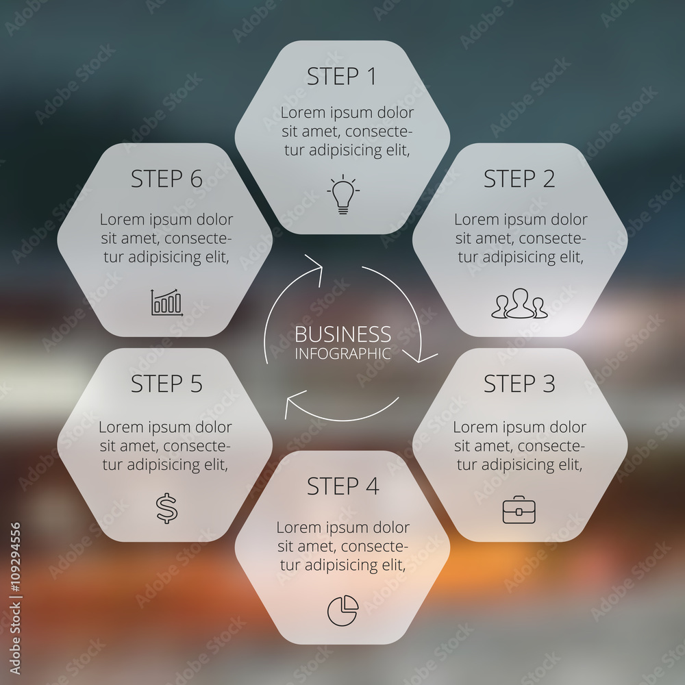 Vector circle arrows infographic, hexagon diagram, graph, presentation ...
