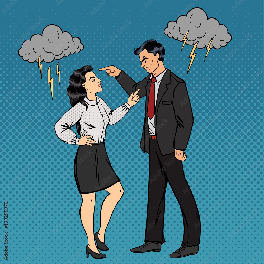 Vettoriale Stock Dispute Between Man and Woman. Family Conflict. Bad ...