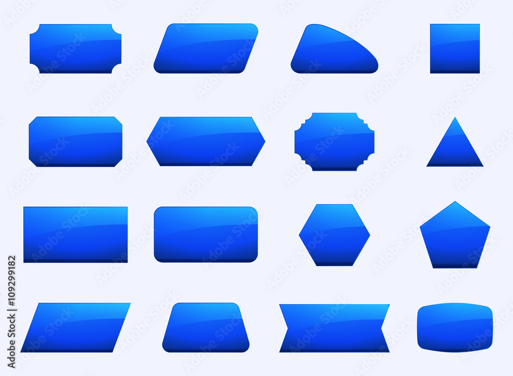Vector set shapes and blue labels with reflection for message Stock ...