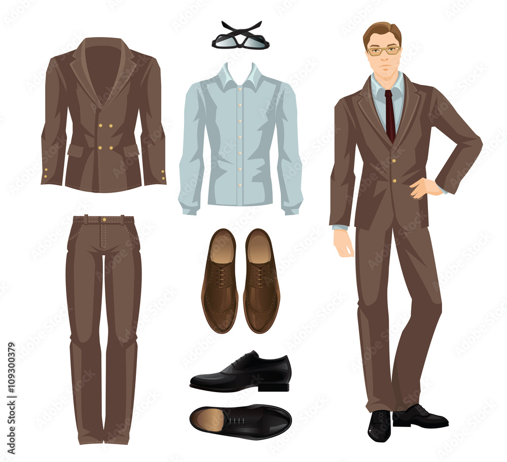 Vector illustration of business man or professor in official brown ...
