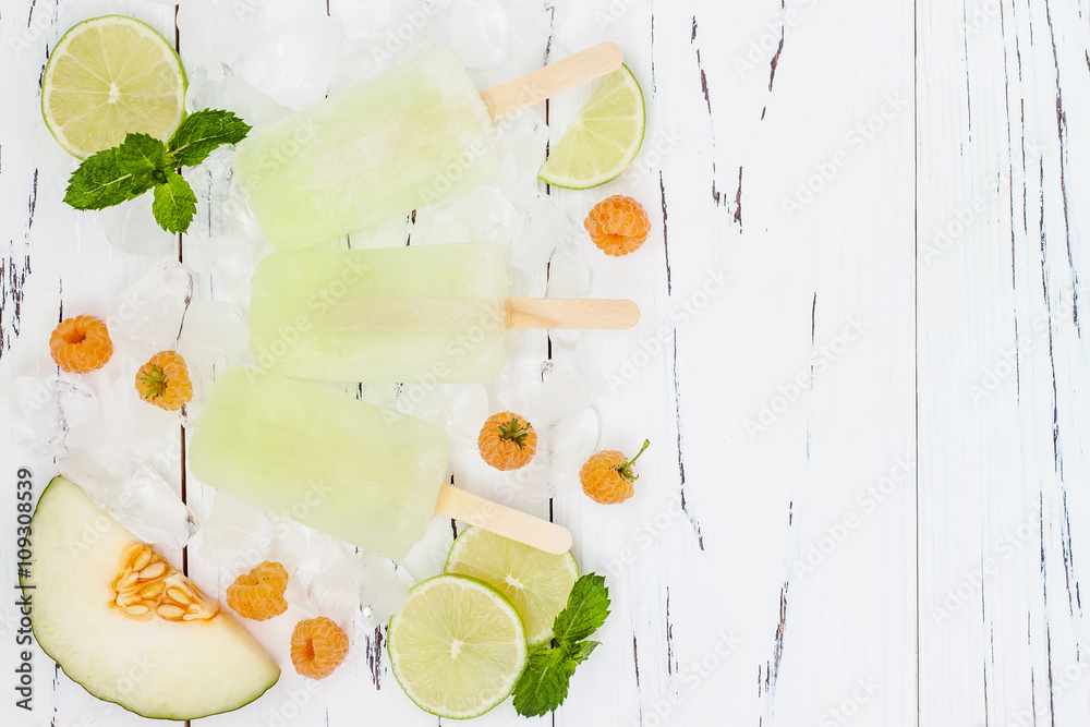 Refreshing mexican style ice pops - raspberry, lime, honeydew margarita ...