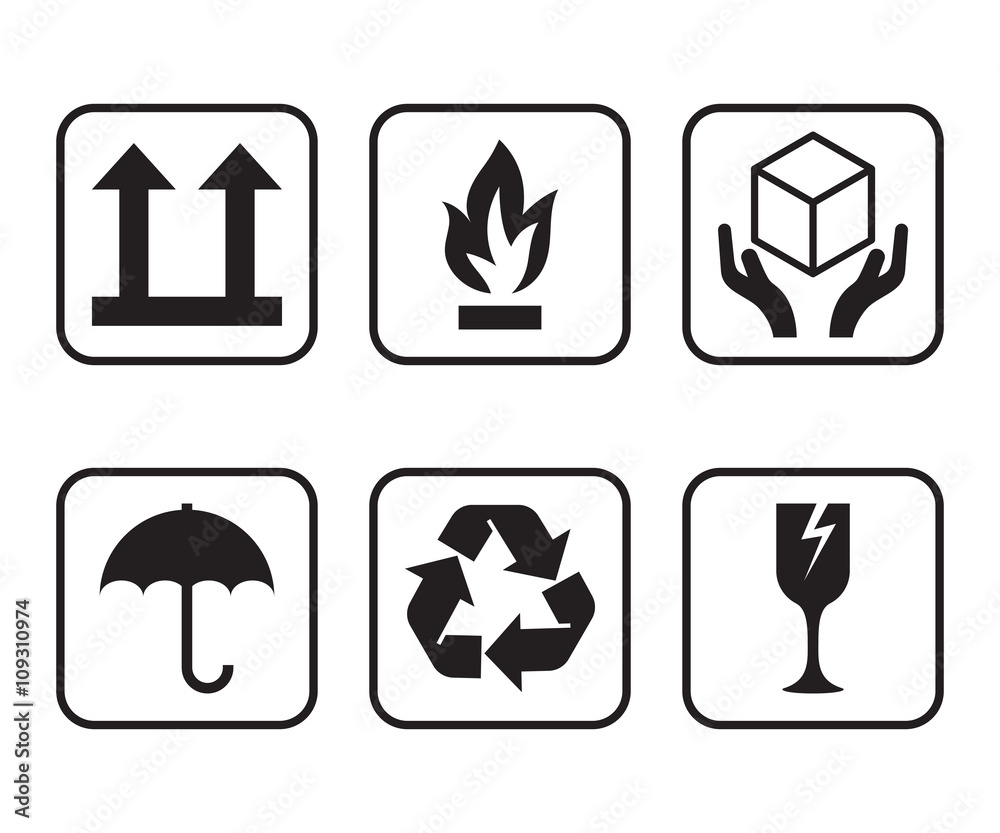 Vector set of symbols for packaging of cardboard boxes. Stock Vector ...