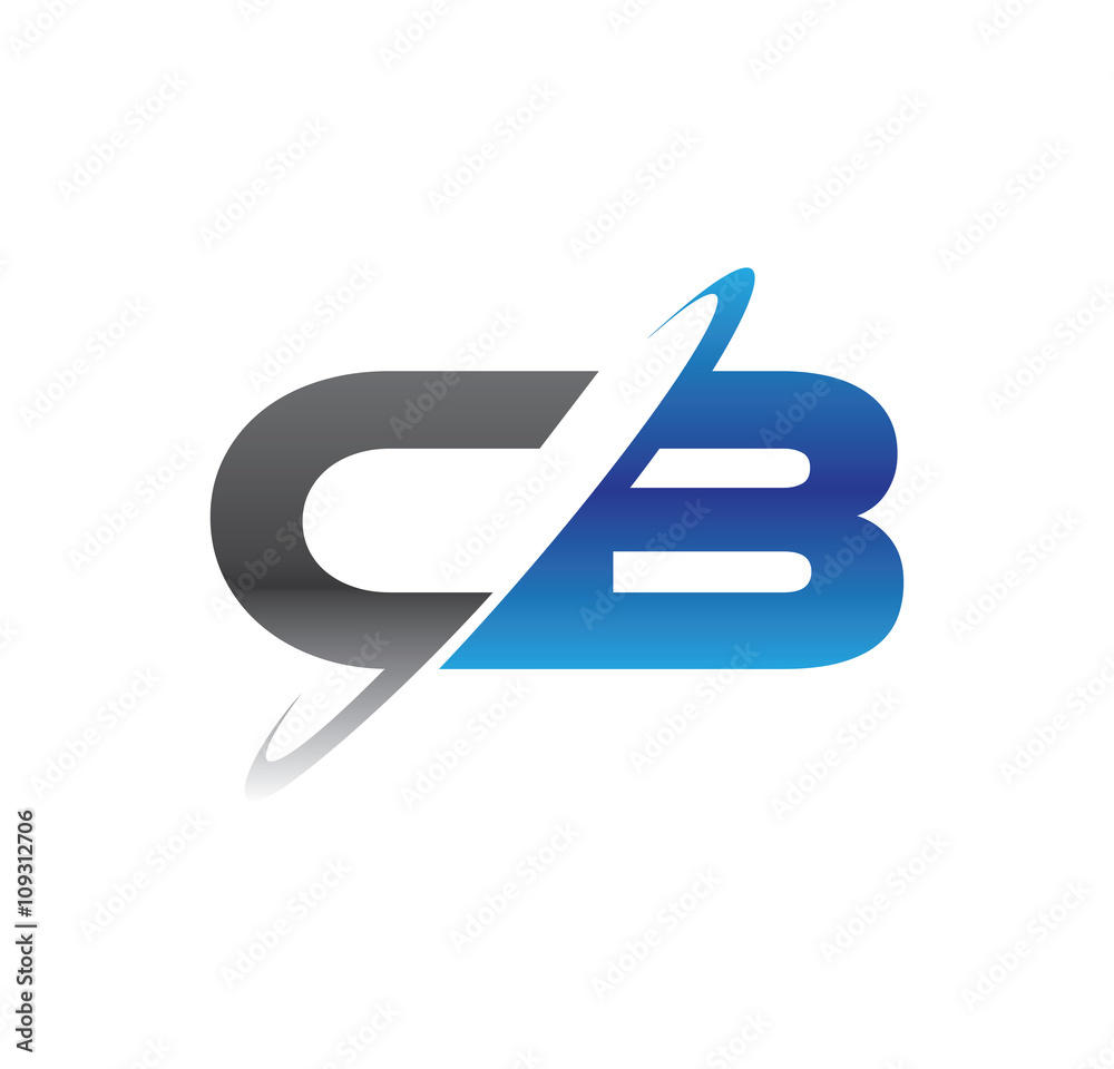 cb initial logo with double swoosh blue and grey Stock Vector | Adobe Stock