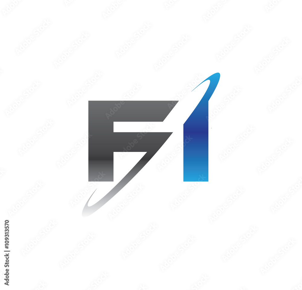 fi initial logo with double swoosh blue and grey Stock Vector | Adobe Stock