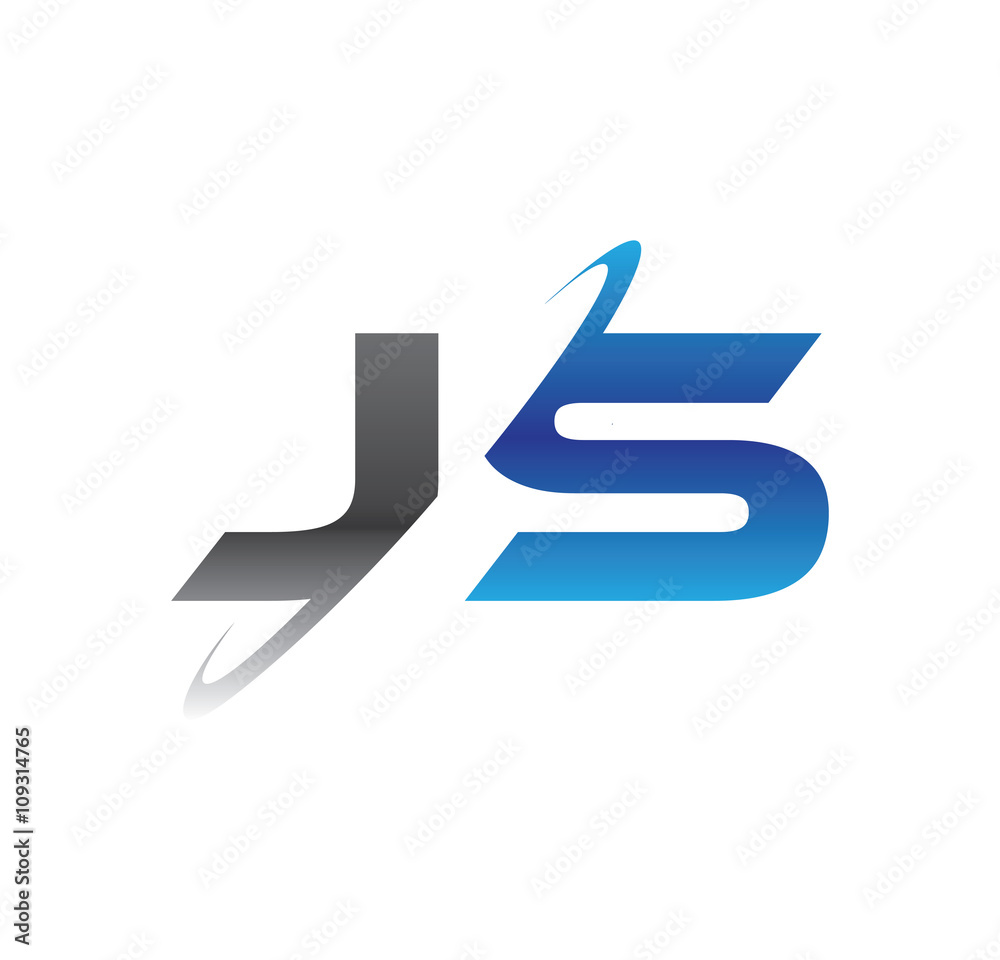 js initial logo with double swoosh blue and grey Stock Vector | Adobe Stock