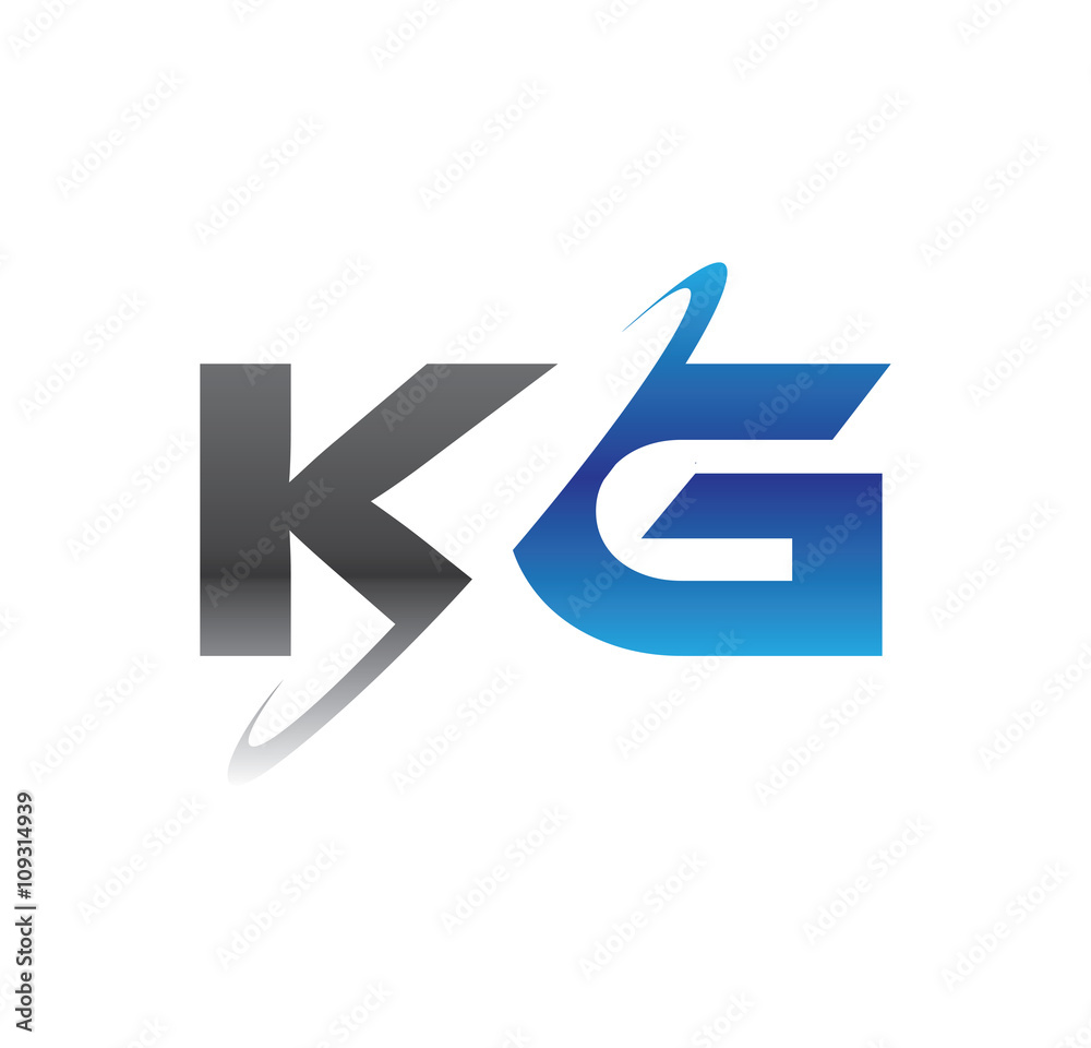 kg initial logo with double swoosh blue and grey Stock Vector | Adobe Stock