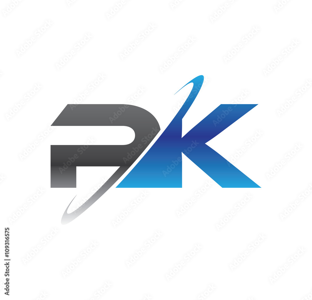 pk initial logo with double swoosh blue and grey Stock Vector | Adobe Stock
