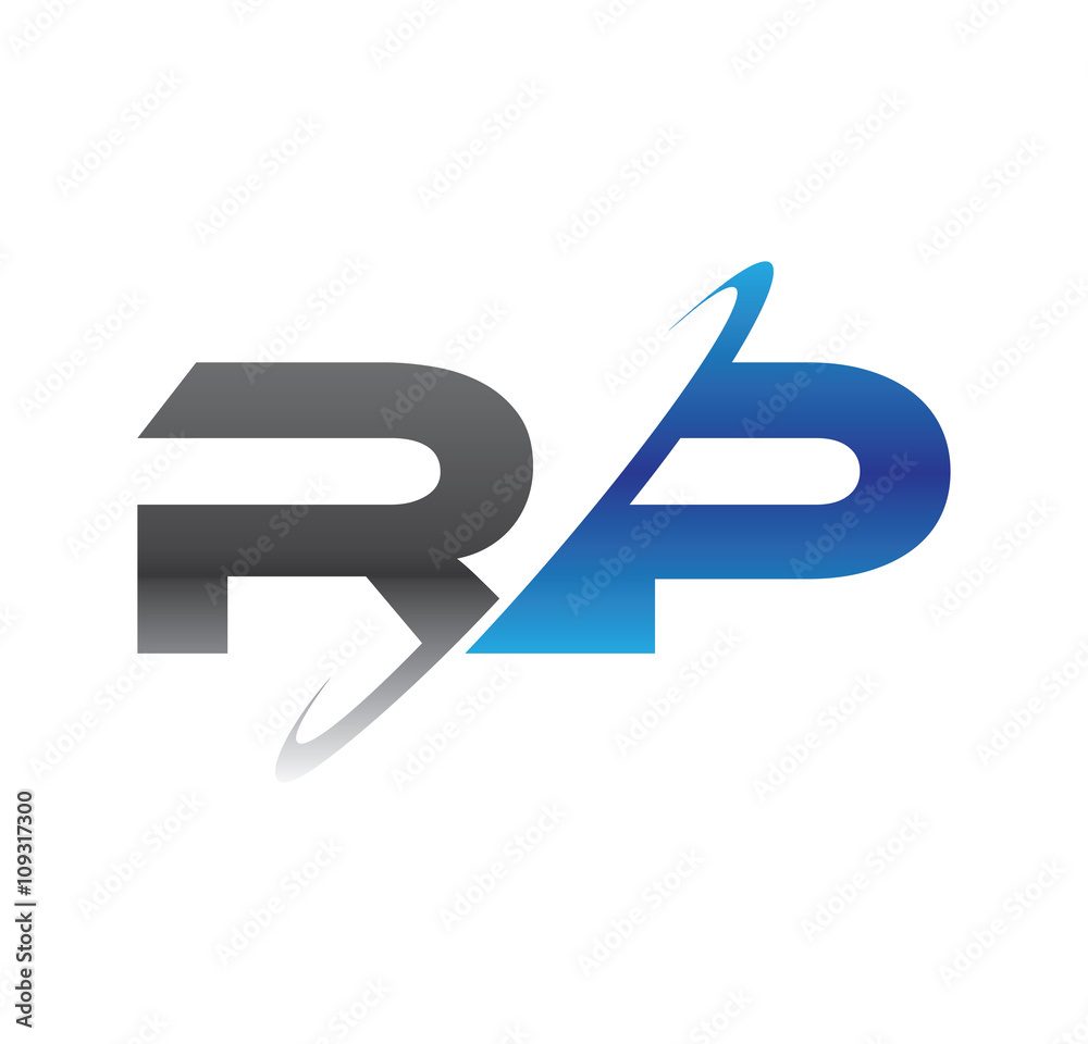 rp initial logo with double swoosh blue and grey Stock Vector | Adobe Stock