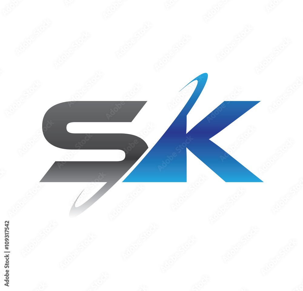 sk initial logo with double swoosh blue and grey Stock Vector | Adobe Stock